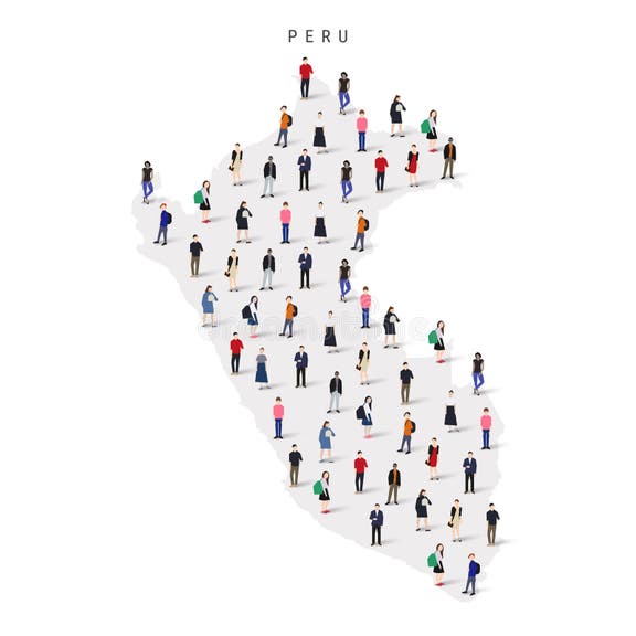 Peru Population Map. Large Group of People in a Shape of Peruvian Map ...