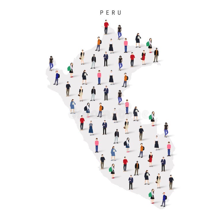 Peru Population Map. Large Group of People in a Shape of Peruvian Map ...