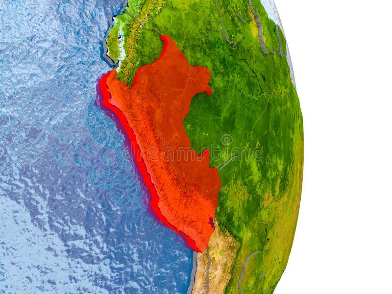 Peru on realistic globe stock illustration. Illustration of oceans ...