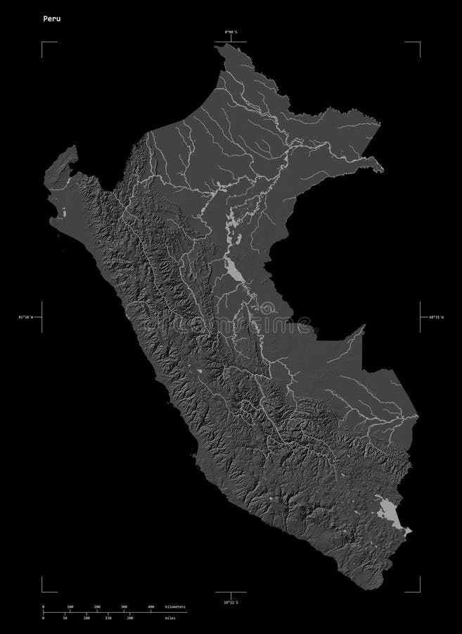 Peru Shape on Black. Bilevel Stock Illustration - Illustration of scale ...