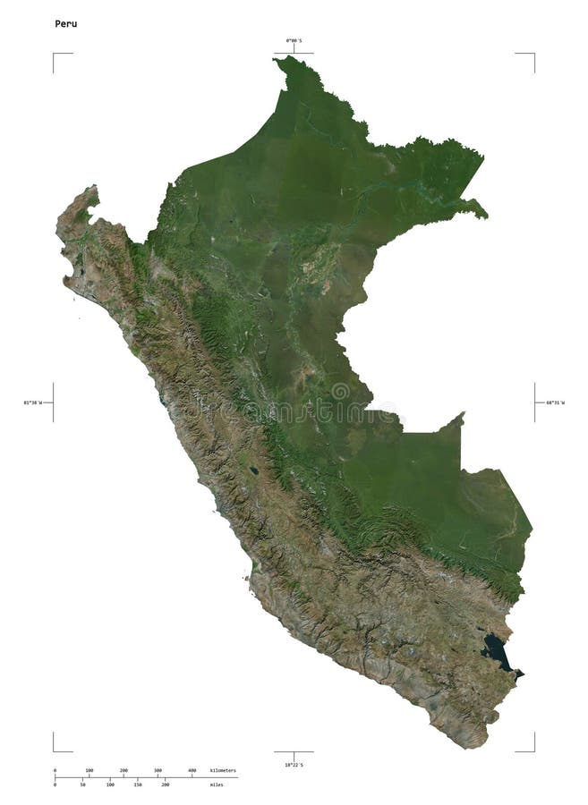 Peru Shape on White. High-res Satellite Stock Illustration ...