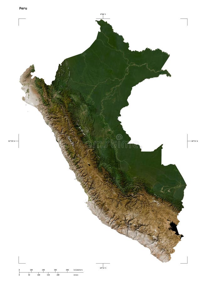 Peru Shape on White. Low-res Satellite Stock Illustration ...