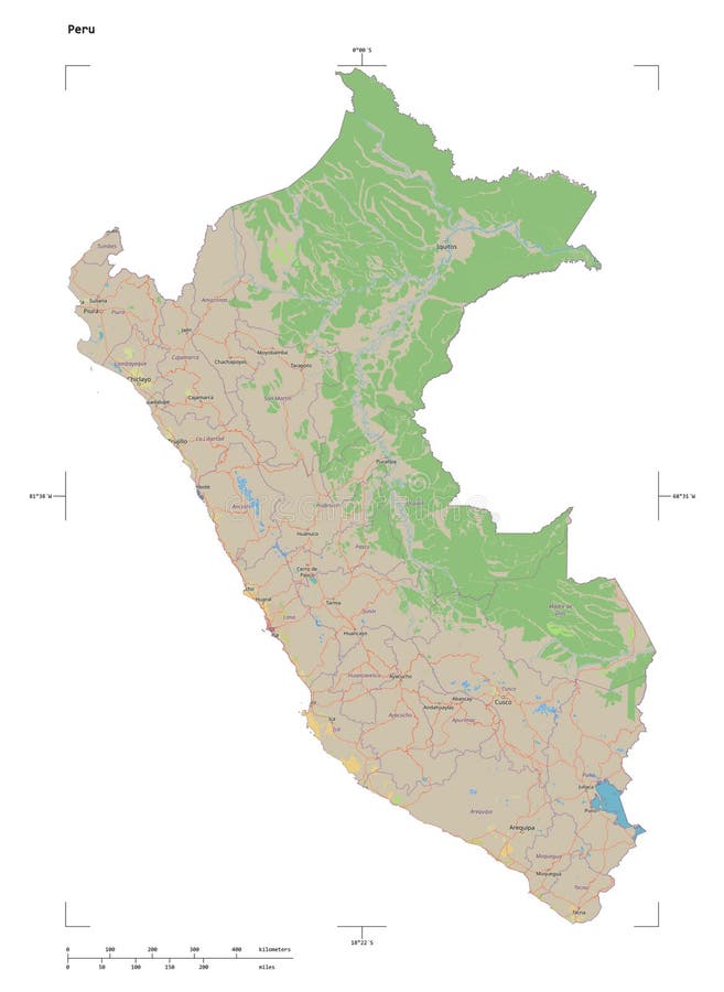 Peru Shape on White. Topo Standard Stock Illustration - Illustration of ...