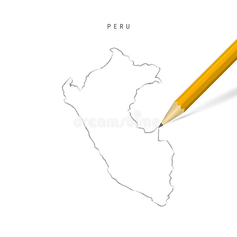 Peru Freehand Sketch Outline Vector Map Isolated on White Background ...