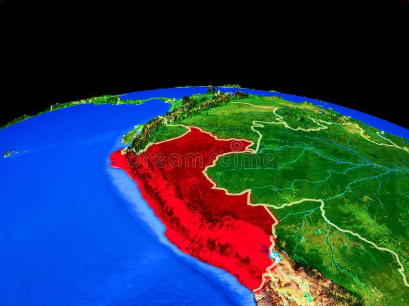 Peru from space on Earth stock illustration. Illustration of globe ...