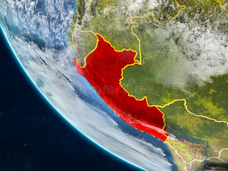 Peru from space on Earth stock illustration. Illustration of america ...