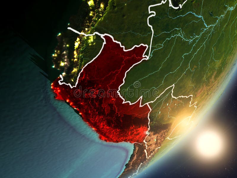 Sun Rising Above Peru from Space Stock Illustration - Illustration of ...