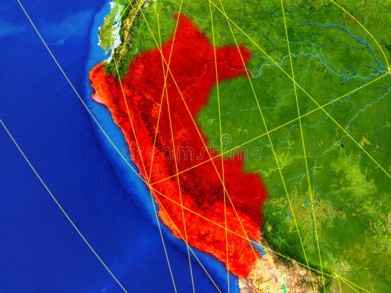 Peru on Earth with network stock illustration. Illustration of earth ...