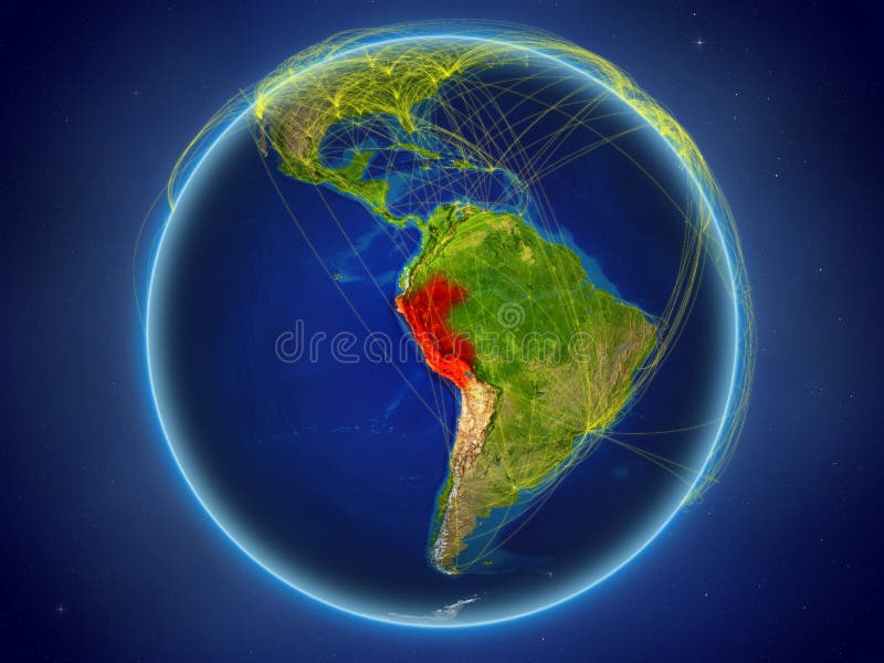 Peru on Earth with Networks Stock Illustration - Illustration of ...