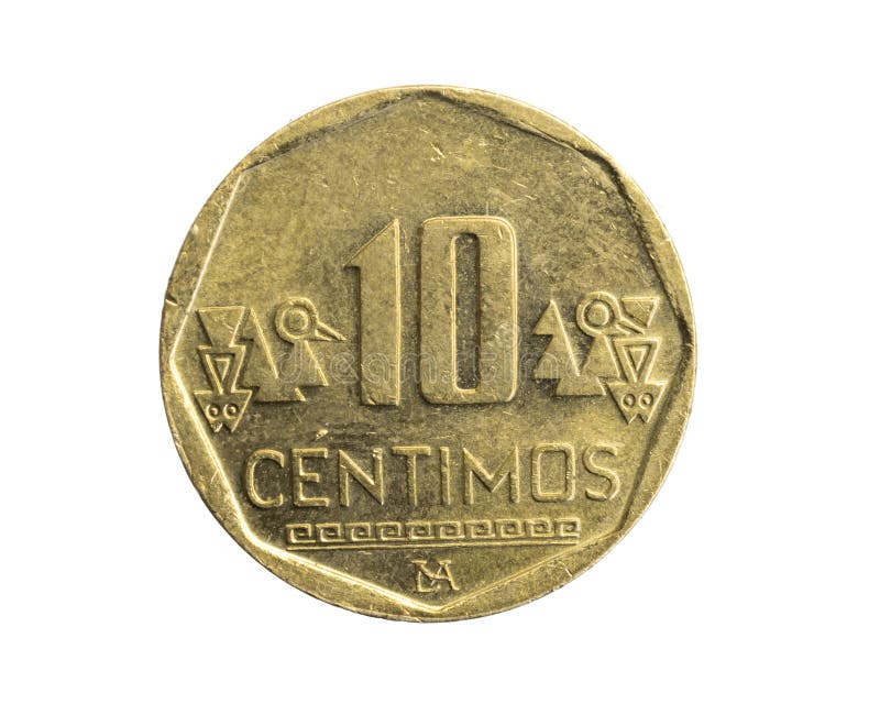 Peru Ten Centimos Coin on White Isolated Background Stock Image - Image ...