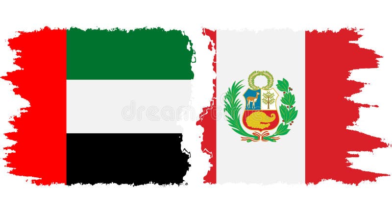 Peru and United Arab Emirates Grunge Flags Connection Vector Stock ...