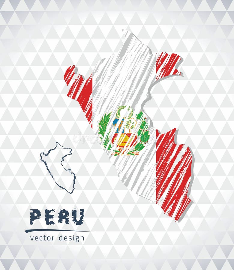 Peru Vector Map with Flag Inside Isolated on a White Background. Sketch ...