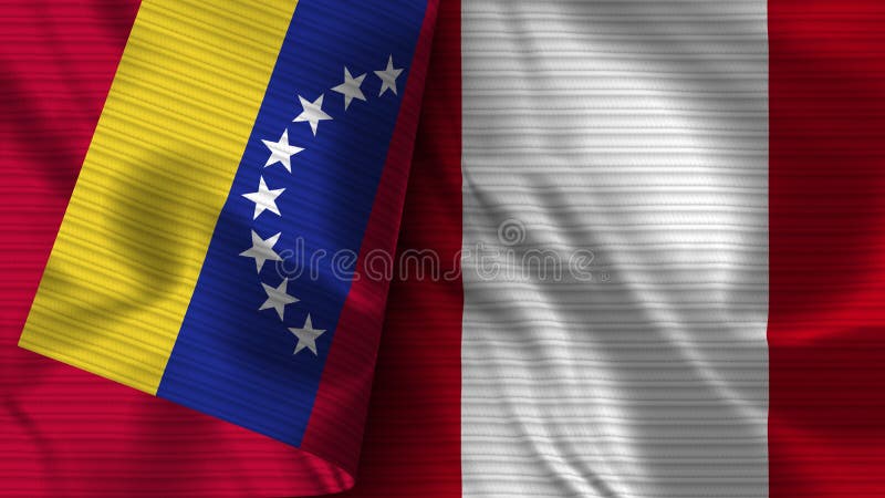 Peru and Venezuela Realistic Flag â€“ Fabric Texture Illustration Stock ...