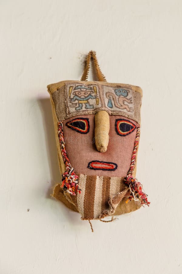 Peruan Handmade Mask Hanging on the Wall Stock Photo - Image of ...