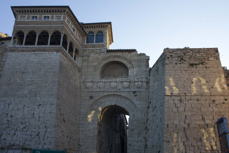 Etruscan Arch or Augustus Gate in Perugia, Italy Stock Photo - Image of ...