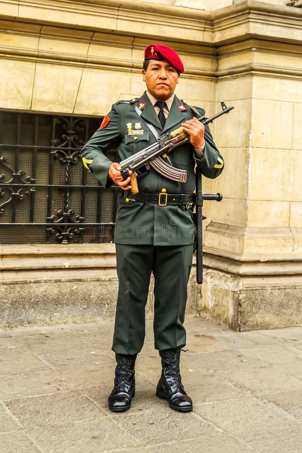 Peruvian Armed Forces Guard in Front of Peruvian Government Palace in ...