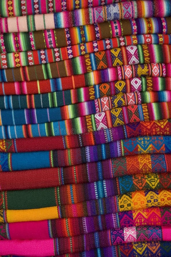 Colorful Peruvian textiles stock photo. Image of handmade - 33376618