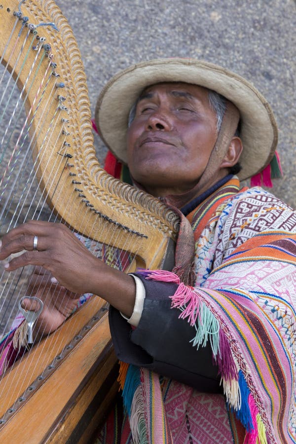Man Playing The Harp