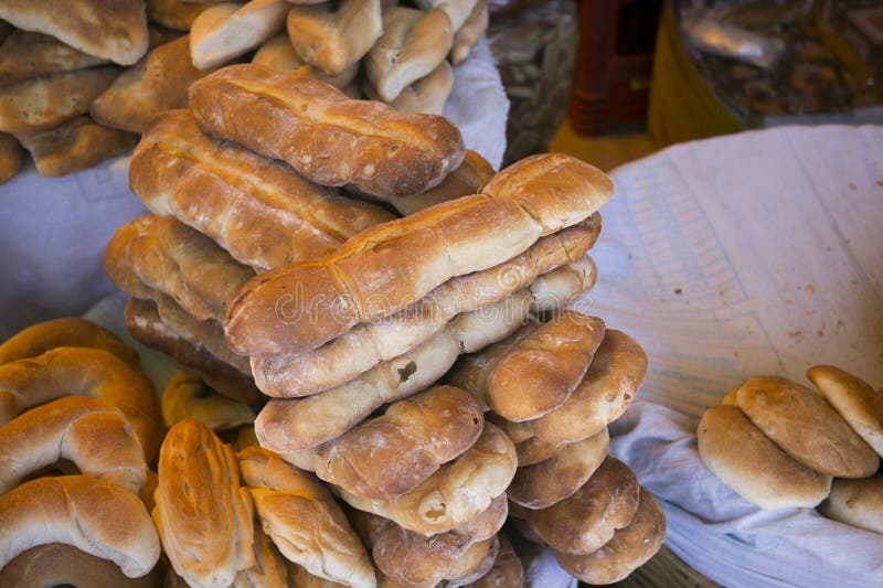 Peruvian Bread at a Market Stall in the City of Puno. Stock Image ...