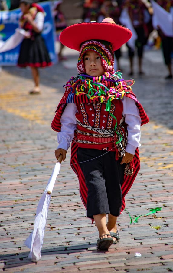 A Peruvian Child Dressed Up Editorial Stock Photo - Image of back, inca ...