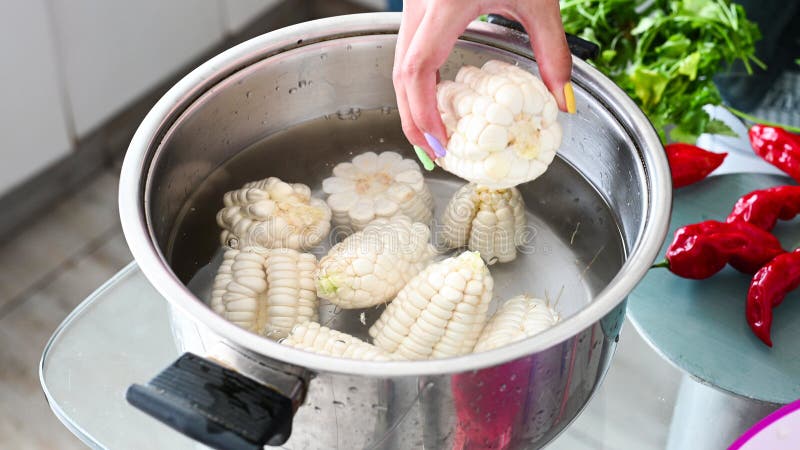 Peruvian Corn Boiling in a Pot, Homemade Food. Stock Photo - Image of ...