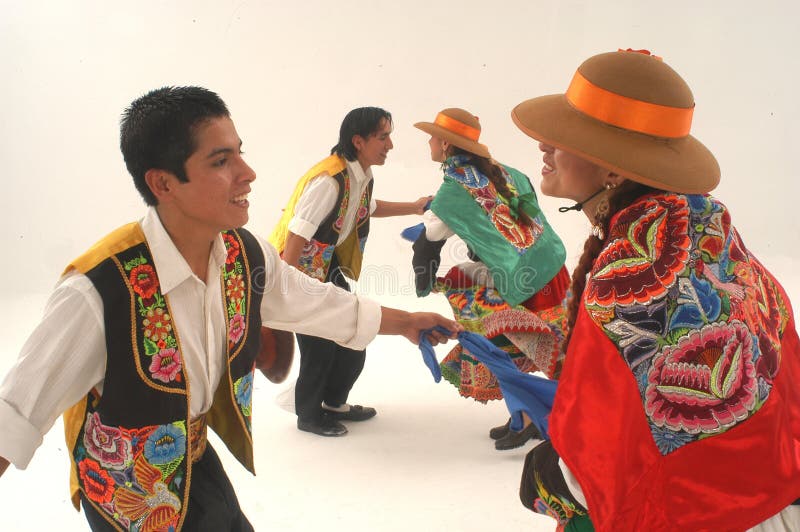 2 Peruvian Couples, with Typical Clothes of Huancayo Huainos White ...