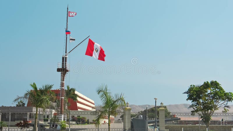 La Punta, Callao Peru, 2023. Peruvian Flag in Peruvian Naval School ...
