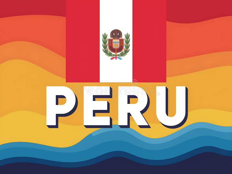 Peruvian Flag Waves Ocean Background Design Stock Photo - Image of ...