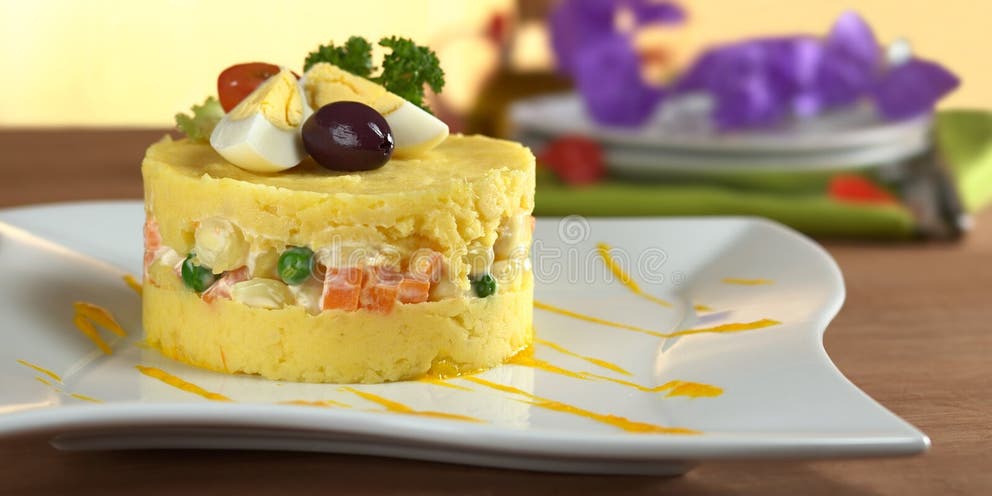 Peruvian Food Called Causa stock image. Image of carrot - 18713215