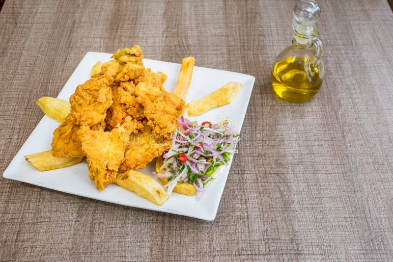 Peruvian Food of Fish and Salad Stock Photo - Image of restaurant ...