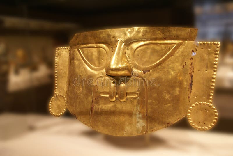 Peruvian Funerary Mask, Hammered Gold from Peru Editorial Photography ...