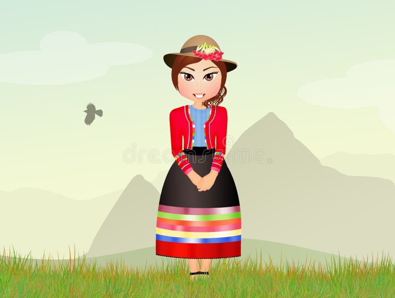 Peruvian Girl in National Costume and Hat. Cartoon Children in ...