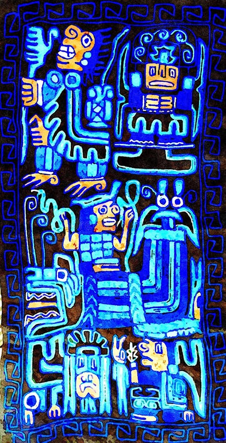 Peruvian Historical Symbolism in Watercolor. Stock Illustration ...