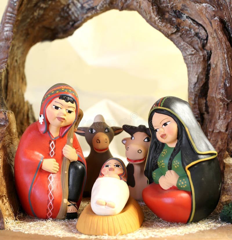 Peruvian Ethnic Nativity Set Hand Made With Terracotta And Clay Stock ...