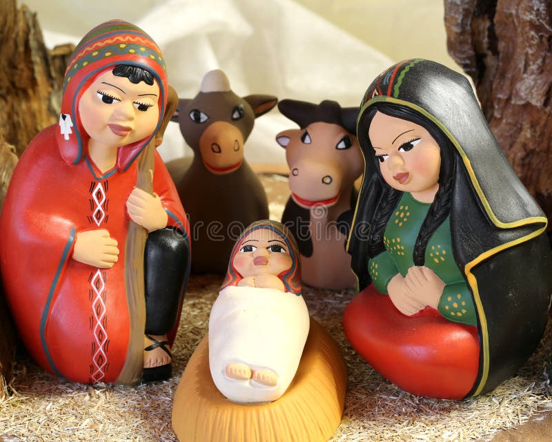 Peruvian Ethnic Nativity Set Hand Made with Terracotta and Clay Stock ...