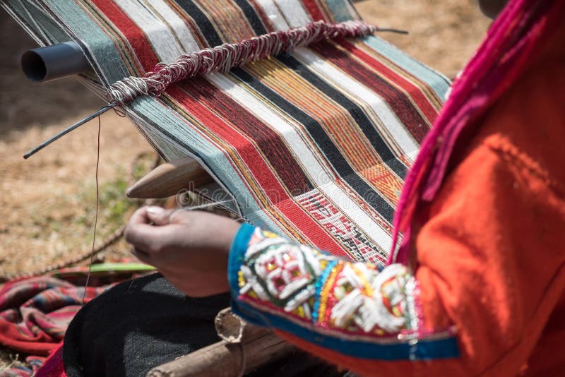 Peruvian Lady Weaving Traditional Method Stock Image - Image of method ...