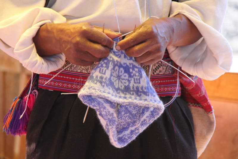 Peruvian man knitting stock image. Image of folklore - 15174913