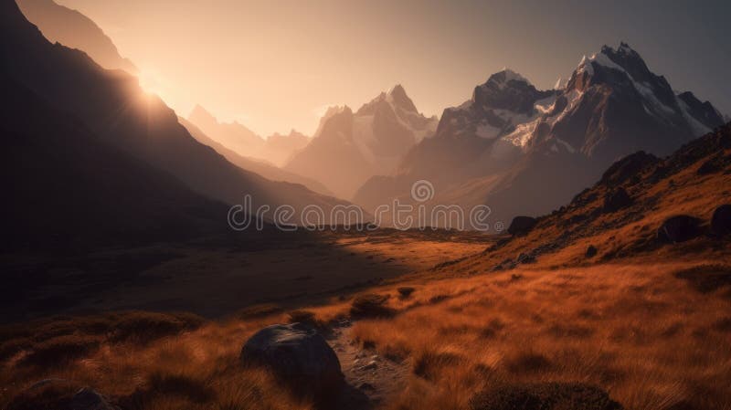Peruvian Mountain Sunset in 8k Resolution Stock Illustration ...