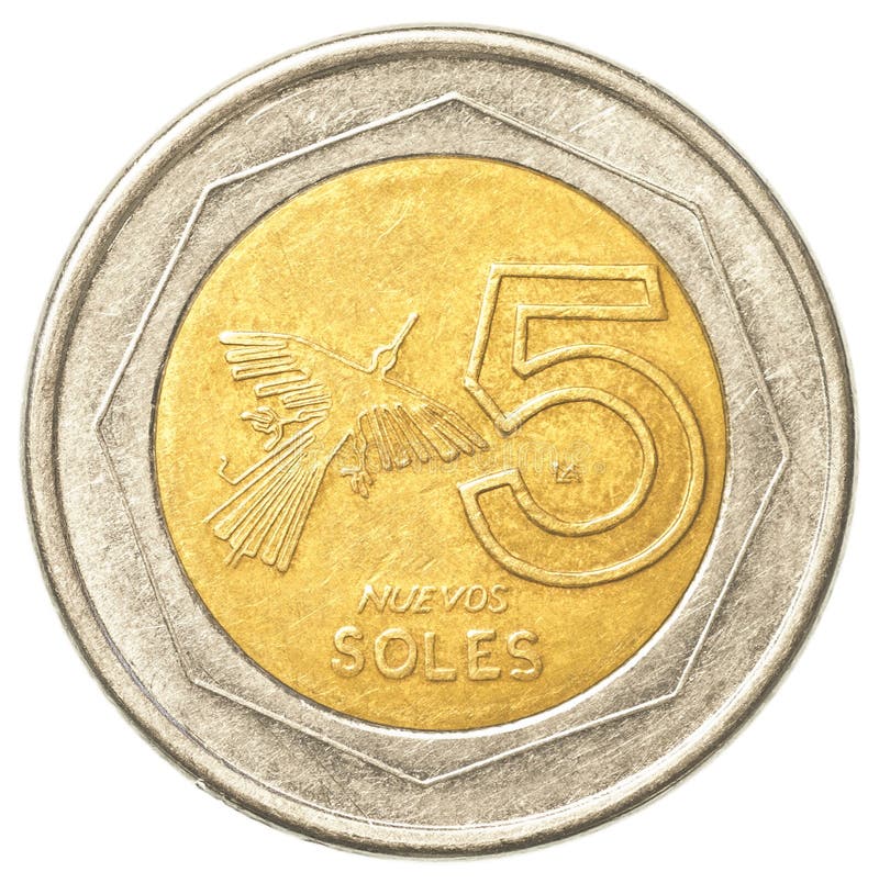 5 Peruvian nuevo sol coin stock photo. Image of payment - 37554062