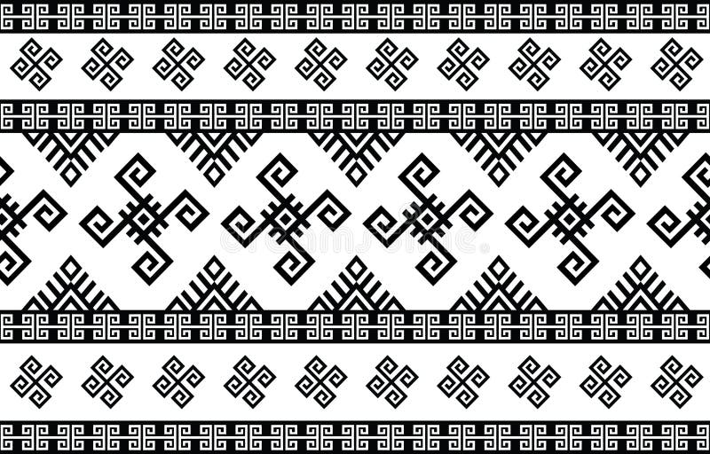 Black and White Roman Ethnic Fabric Patterns Design. Stock Vector ...