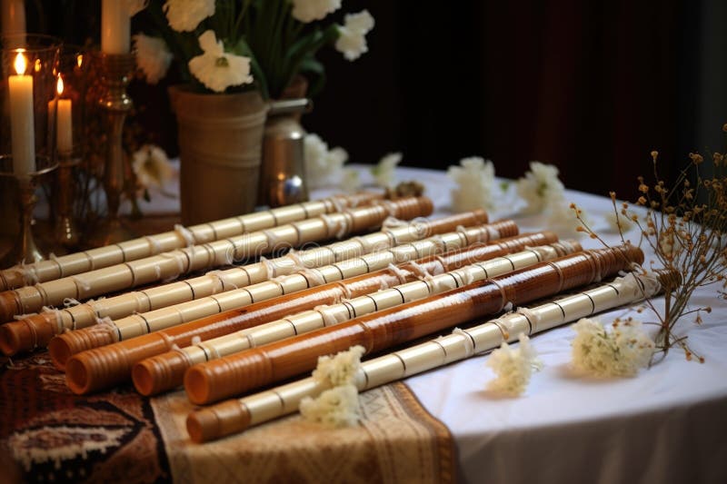 Peruvian Quena Flutes Arranged on a Table Stock Image - Image of ...