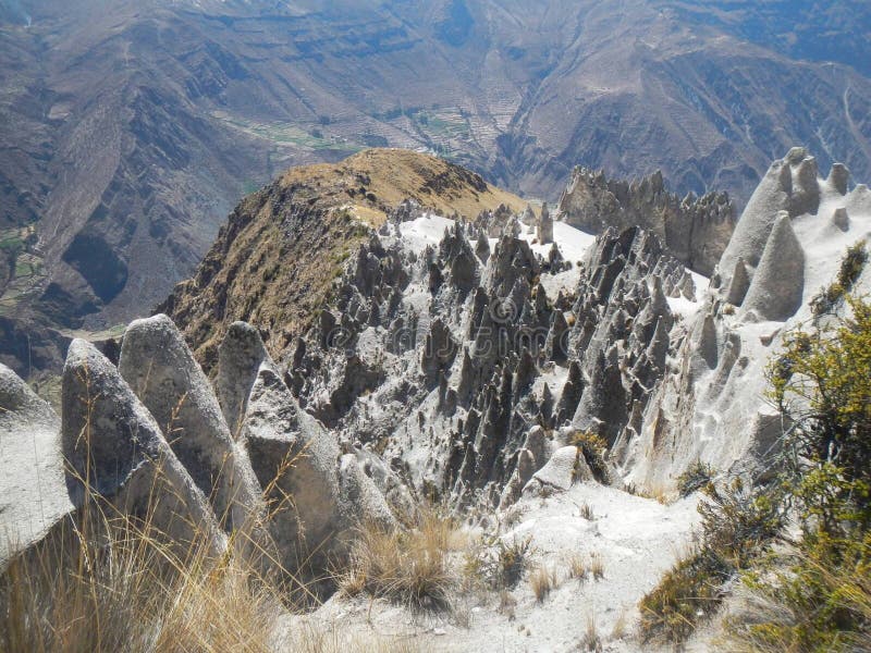 Peruvian Rocks Sit High on the Canyon Stock Image - Image of canyon ...
