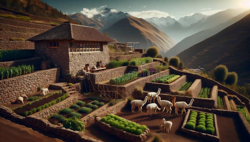 Peruvian Stone Terraces, AI Generated Image Stock Illustration ...