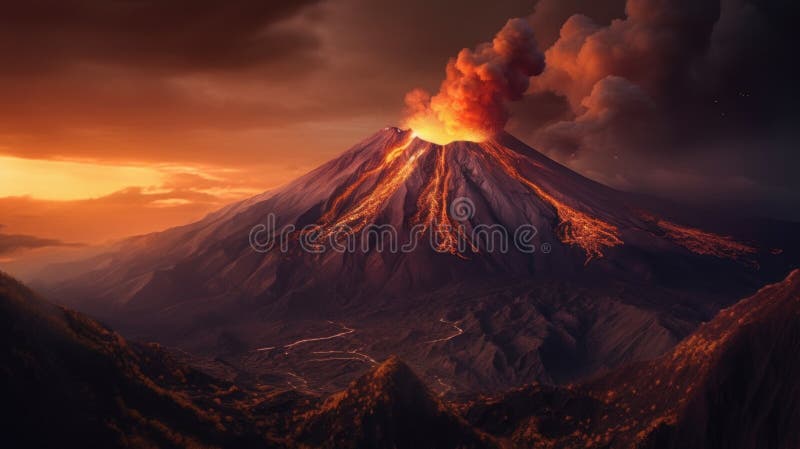 Peruvian Volcano Sunset in Hyper-detailed 8k Resolution Stock ...
