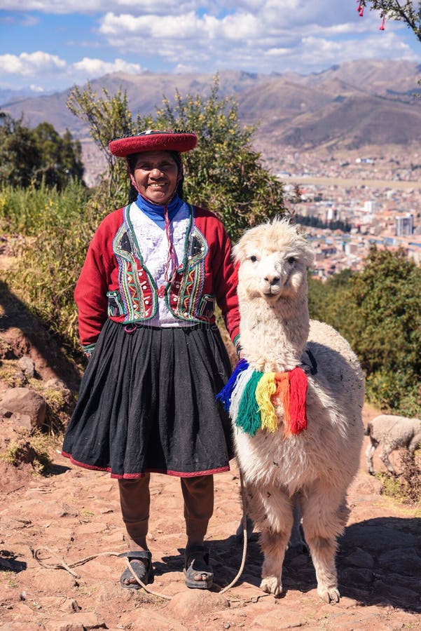Peruvian Woman with Lama in Cusco Editorial Photo - Image of folklore ...