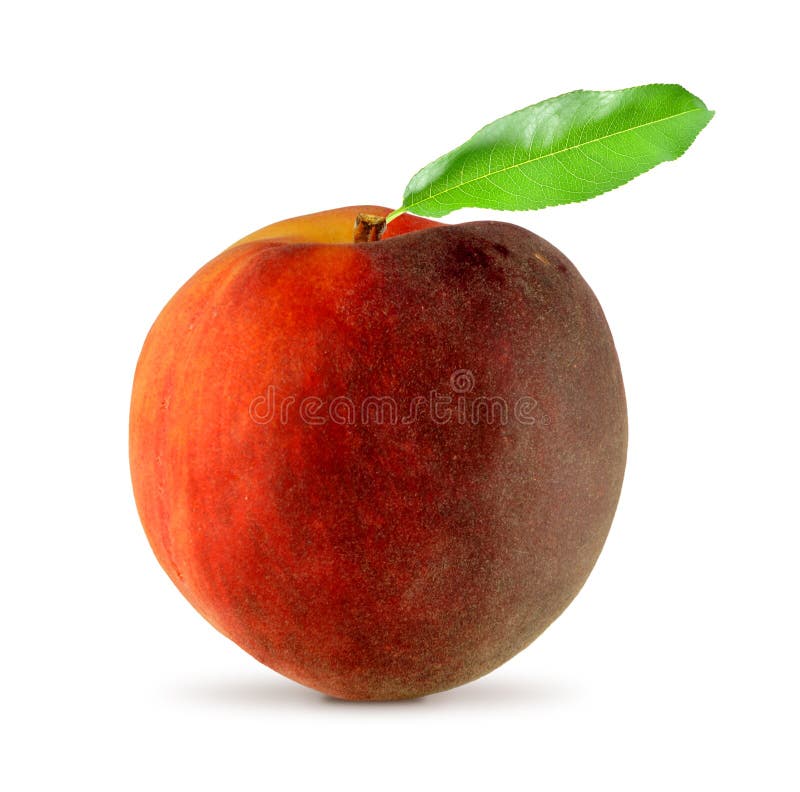Perzik met groene bladeren stock afbeelding. Image of dieet - 17416137