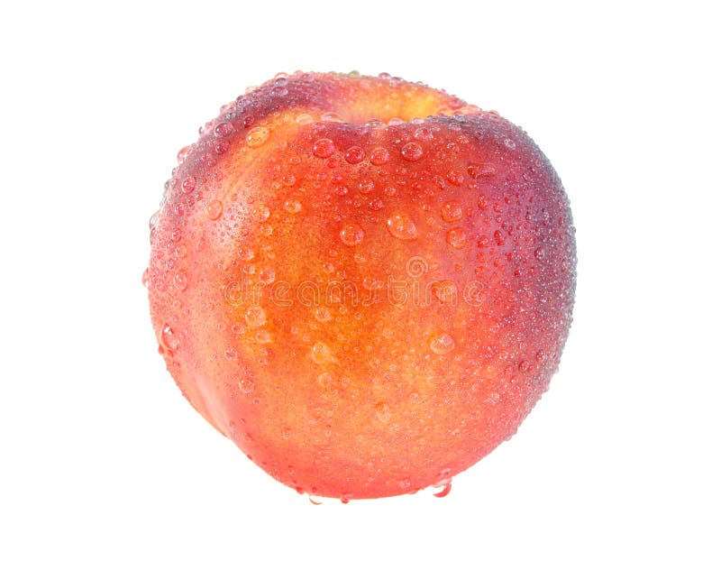 Perzik Met Dalingen Van Water Stock Afbeelding - Image of geïsoleerd ...
