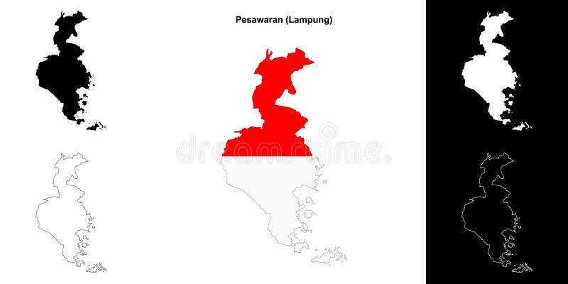 Pesawaran outline map stock illustration. Illustration of atlas - 356963374