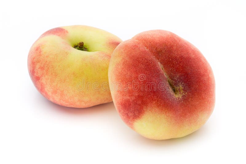 Pesca Frutta Con Isolato Su Fondo Bianco Fotografia Stock - Immagine di ...