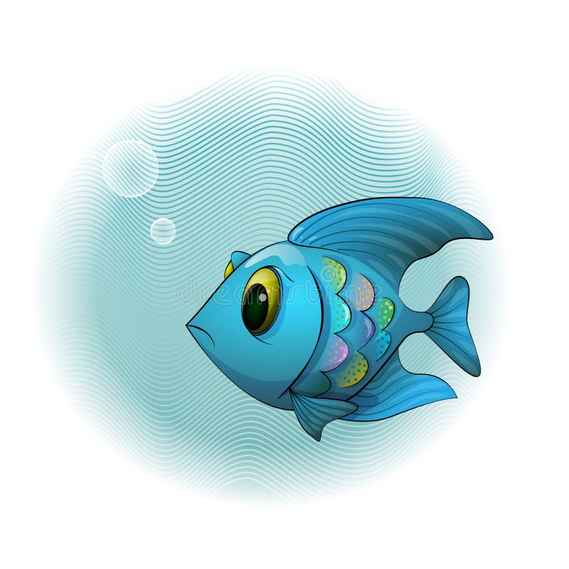 Un Bonito Dibujo Animado De Color Azul, Vector De Peces O IlustraciÃ³n ...